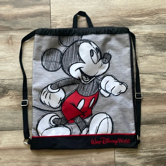 Disney | Bags | Walt Disney World Parks Mickey Mouse Sketch Drawstring ...